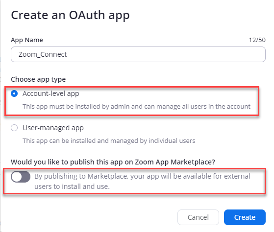 Create OAuth App on Zoom Account | FortiCASB 24.1.a | Fortinet Document Library